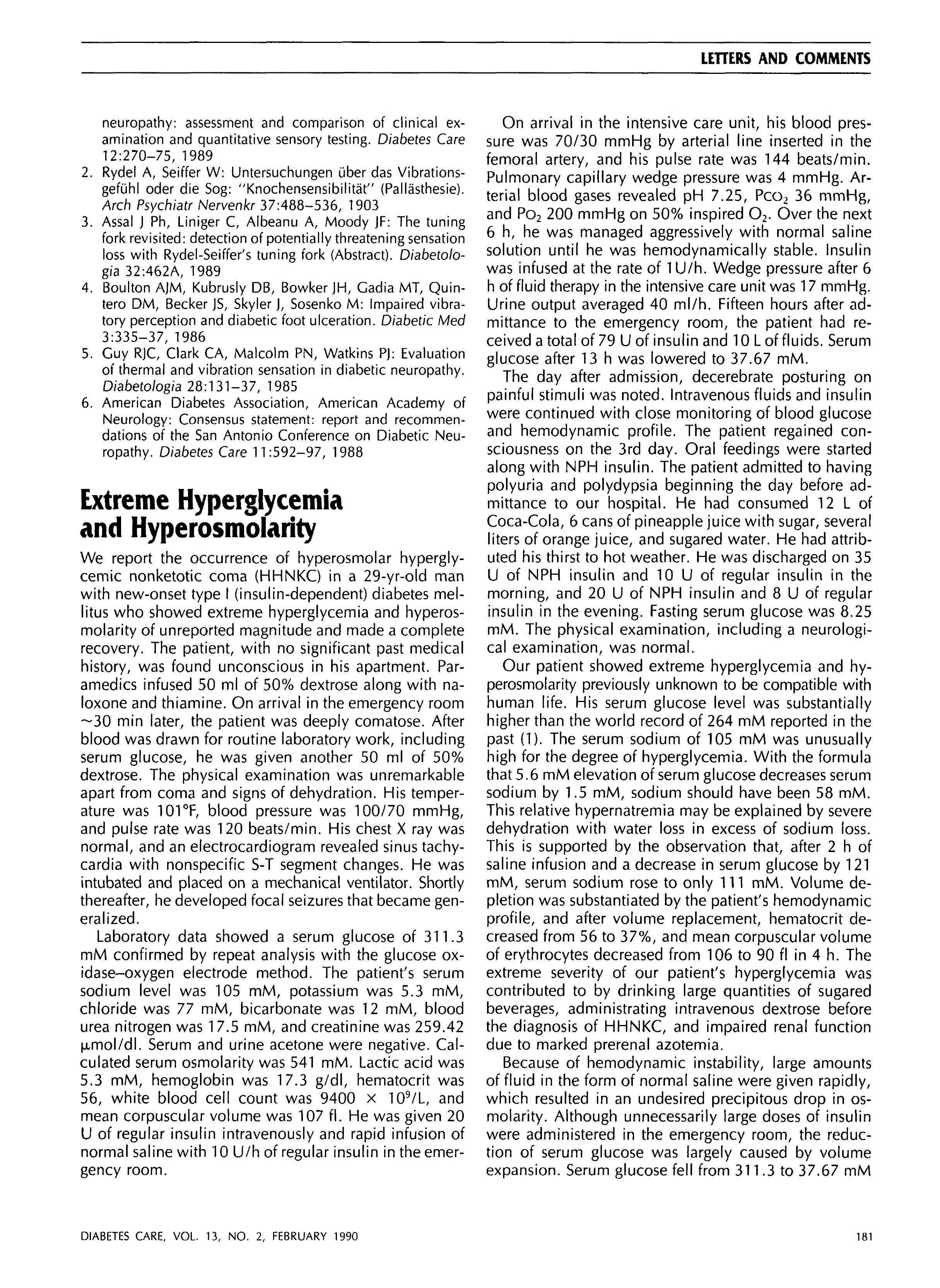 Extreme Hyperglycemia and Hyperosmolarity | Diabetes Care | American ...