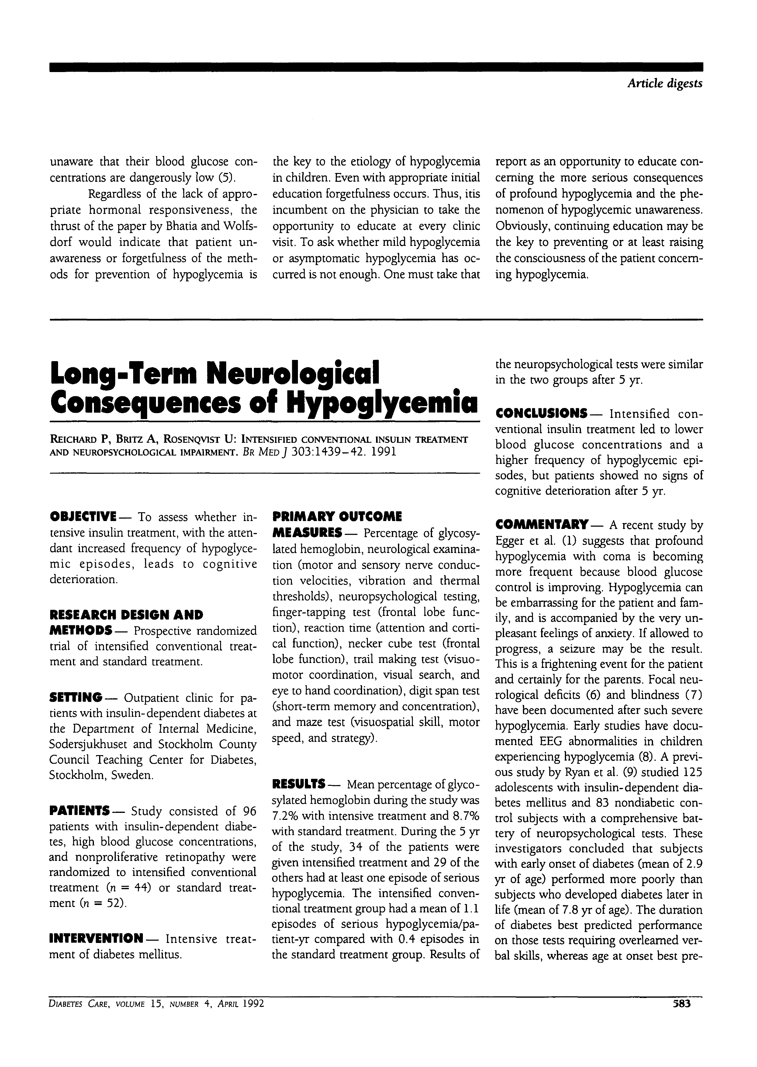 Long-Term Neurological Consequences of Hypoglycemia | Diabetes Care ...
