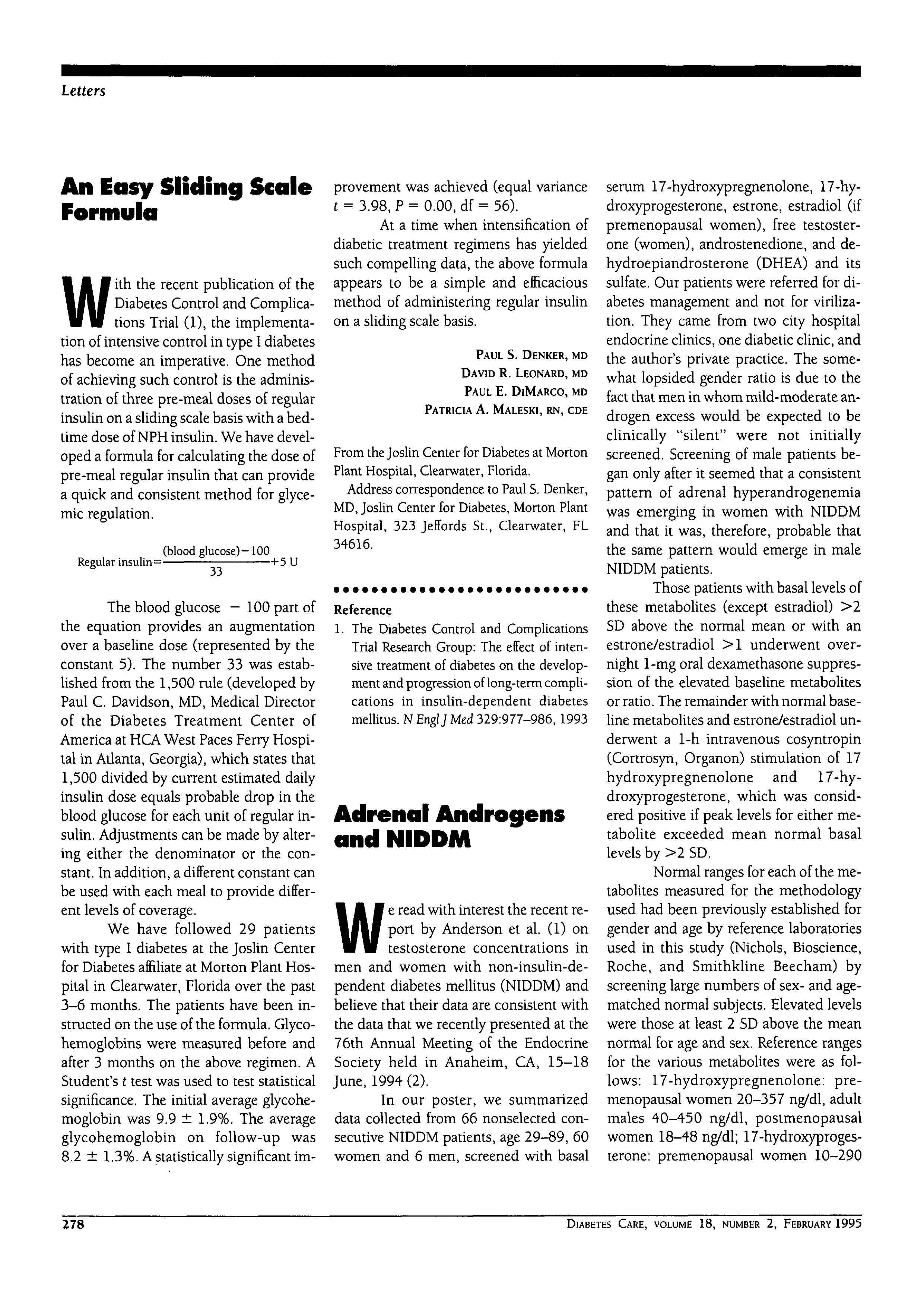 An Easy Sliding Scale Formula | Diabetes Care | American Diabetes ...