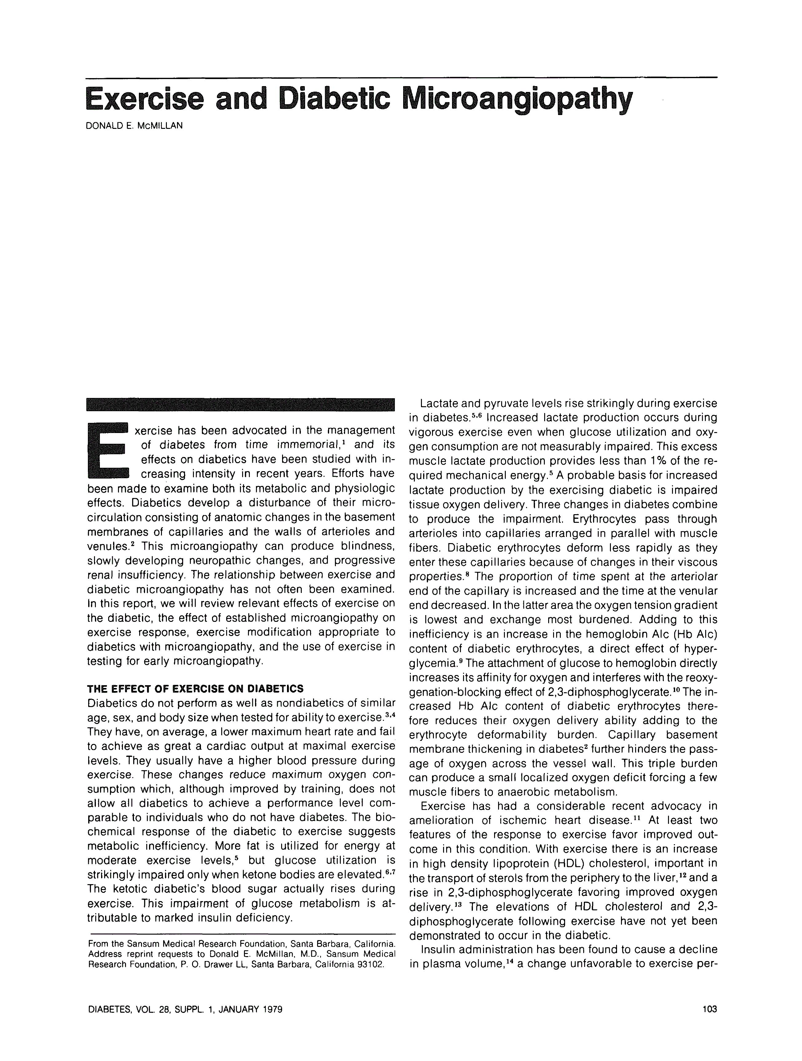 Exercise and Diabetic Microangiopathy | Diabetes | American Diabetes ...