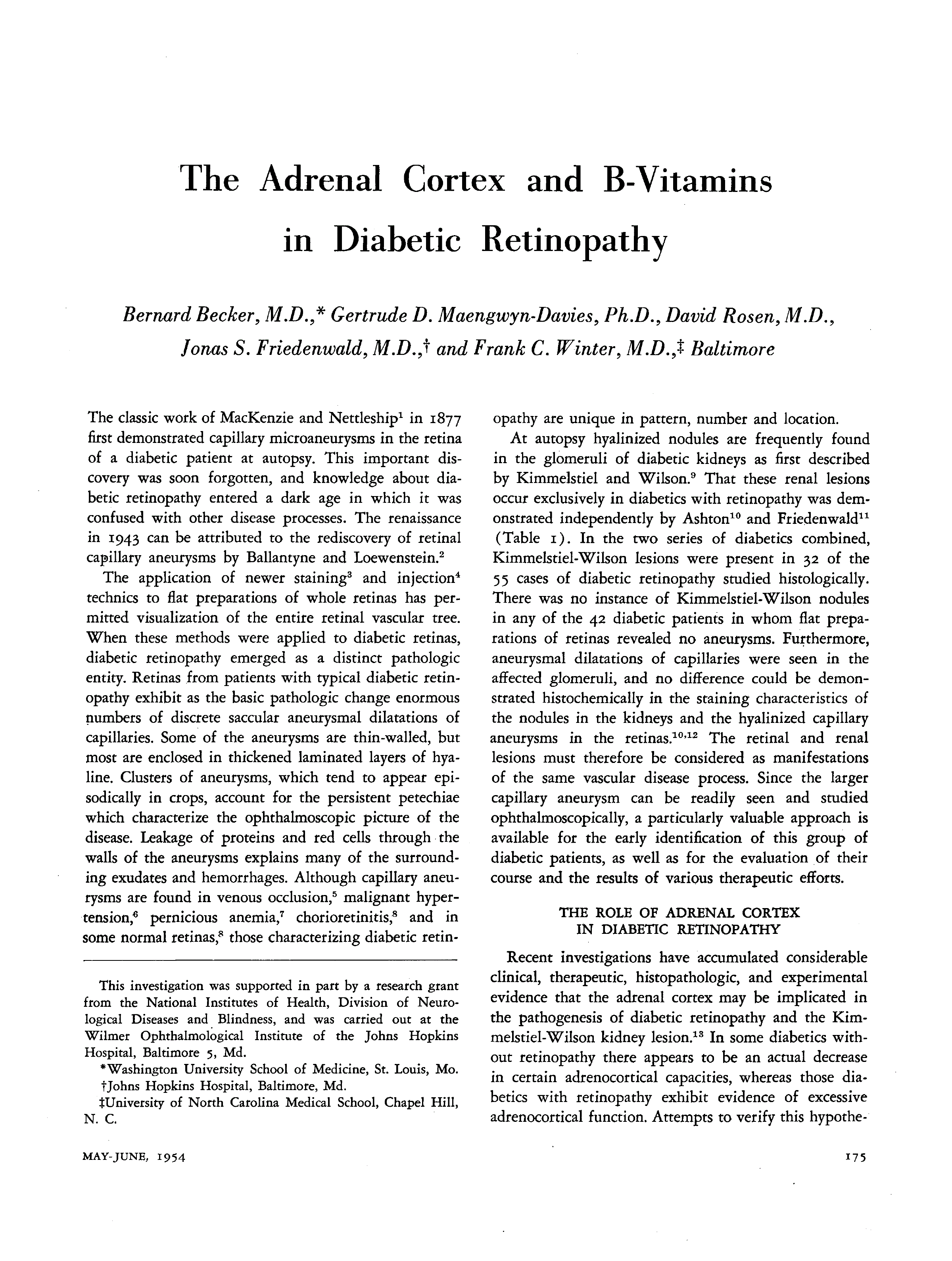 The Adrenal Cortex and B-Vitamins in Diabetic Retinopathy | Diabetes ...