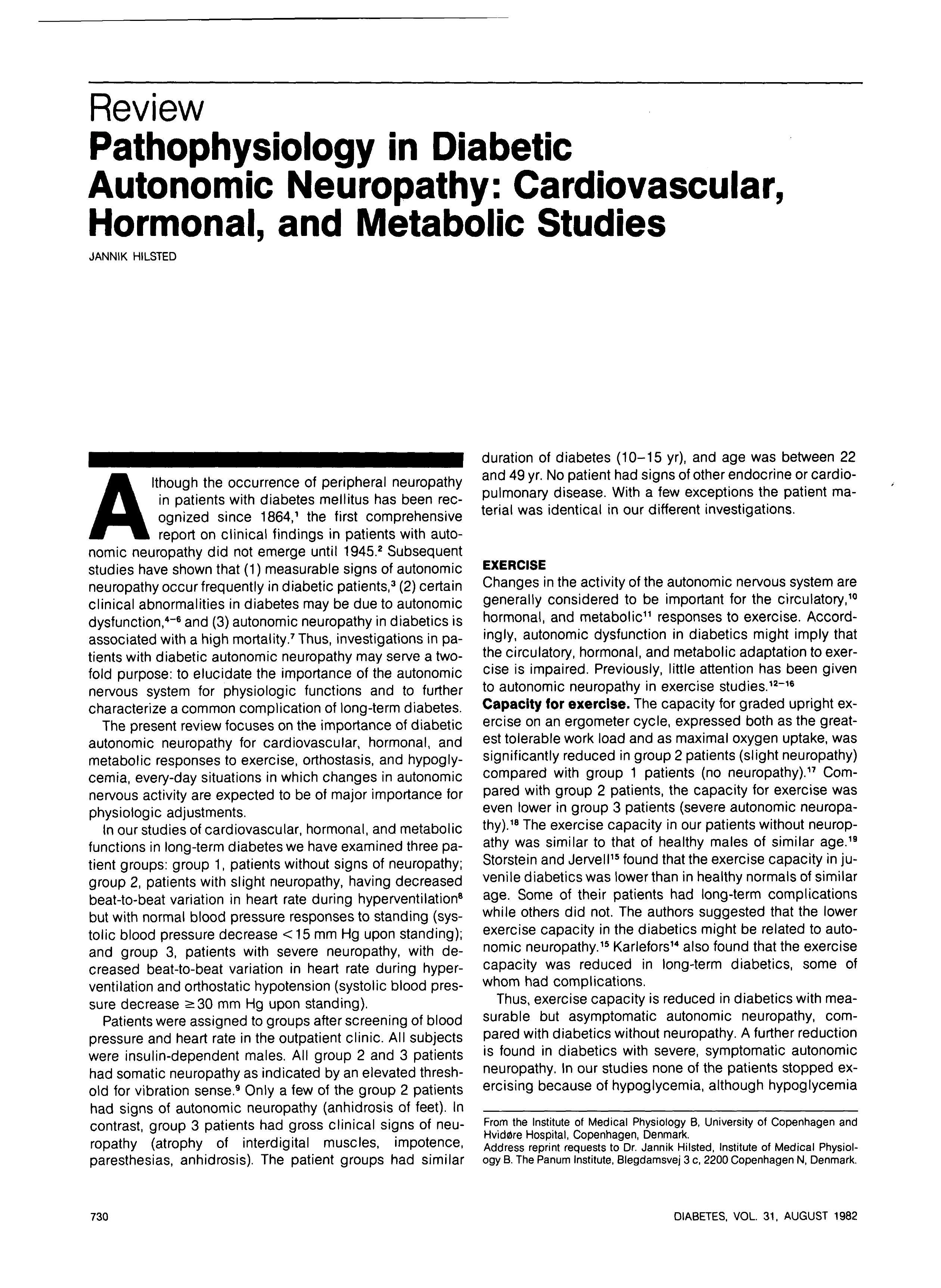 Pathophysiology in Diabetic Autonomic Neuropathy: Cardiovascular ...