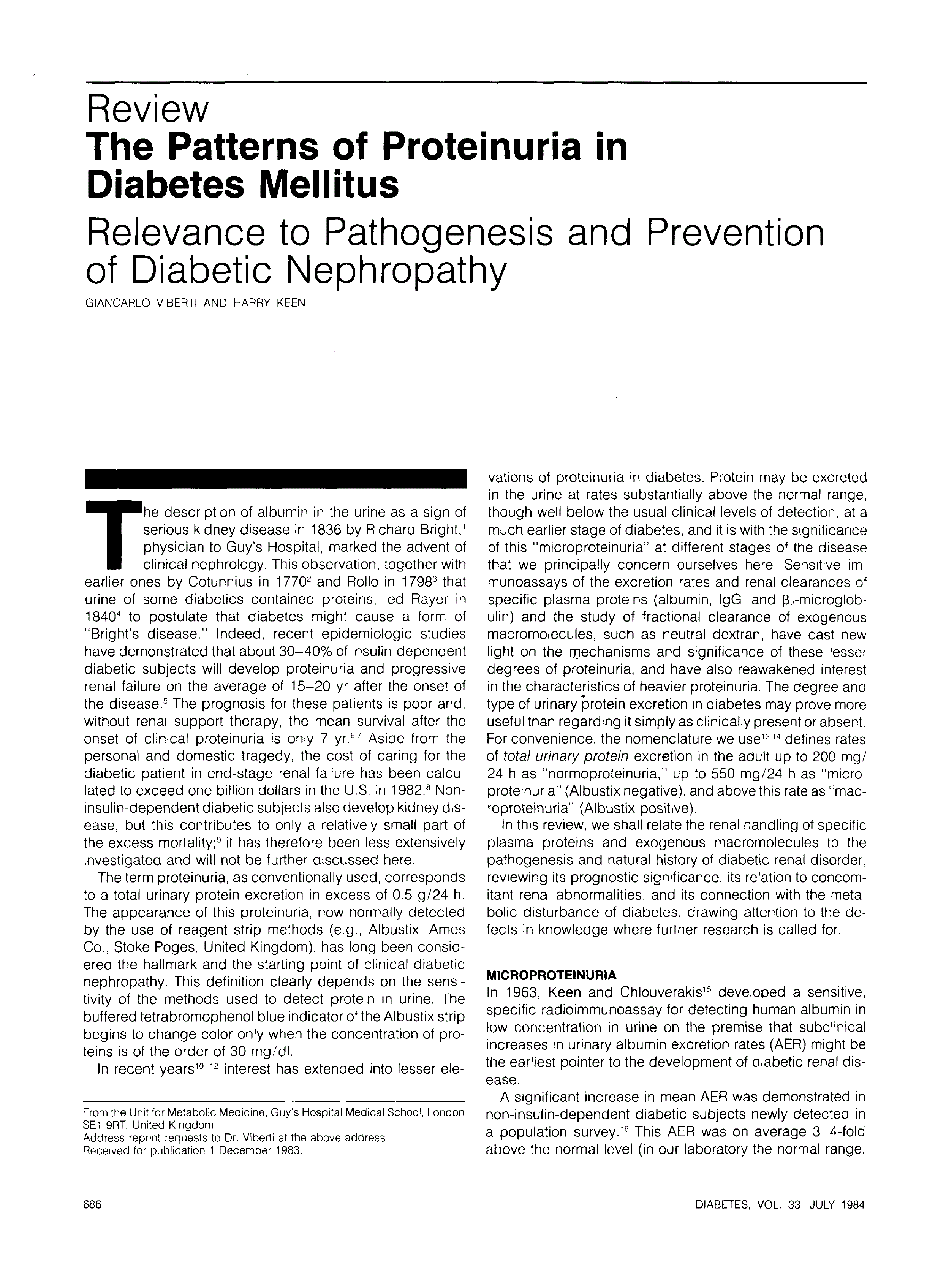 The Patterns of Proteinuria in Diabetes Mellitus: Relevance to ...