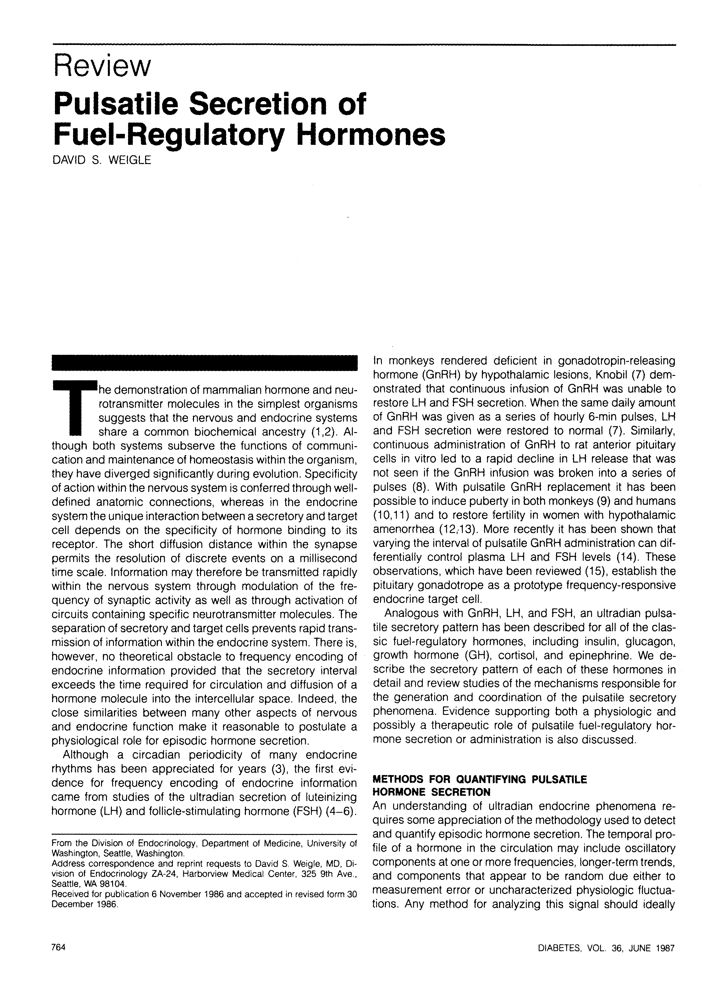 Pulsatile Secretion of Fuel-Regulatory Hormones | Diabetes | American ...
