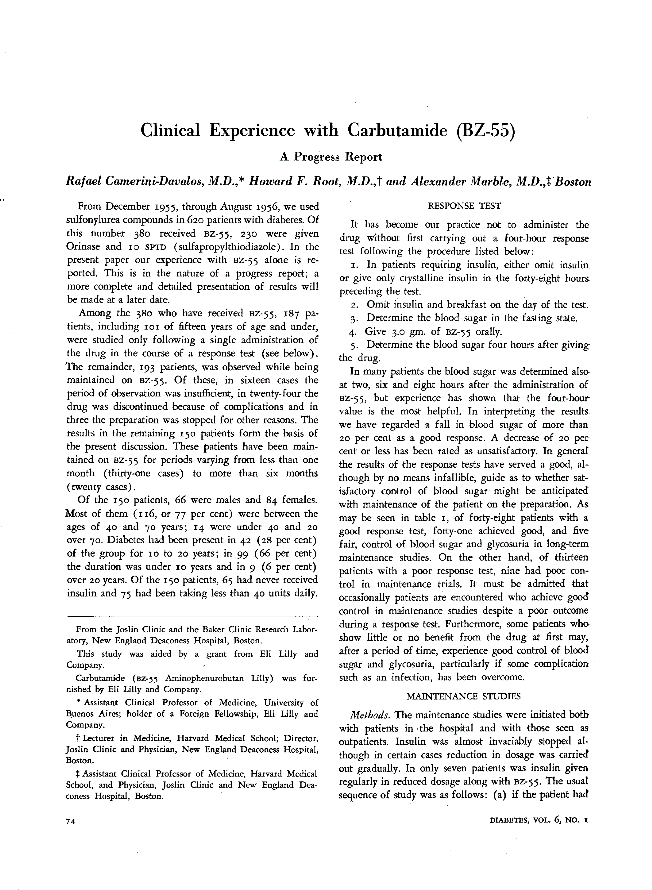 Clinical Experience with Carbutamide (BZ-55): A Progress Report ...