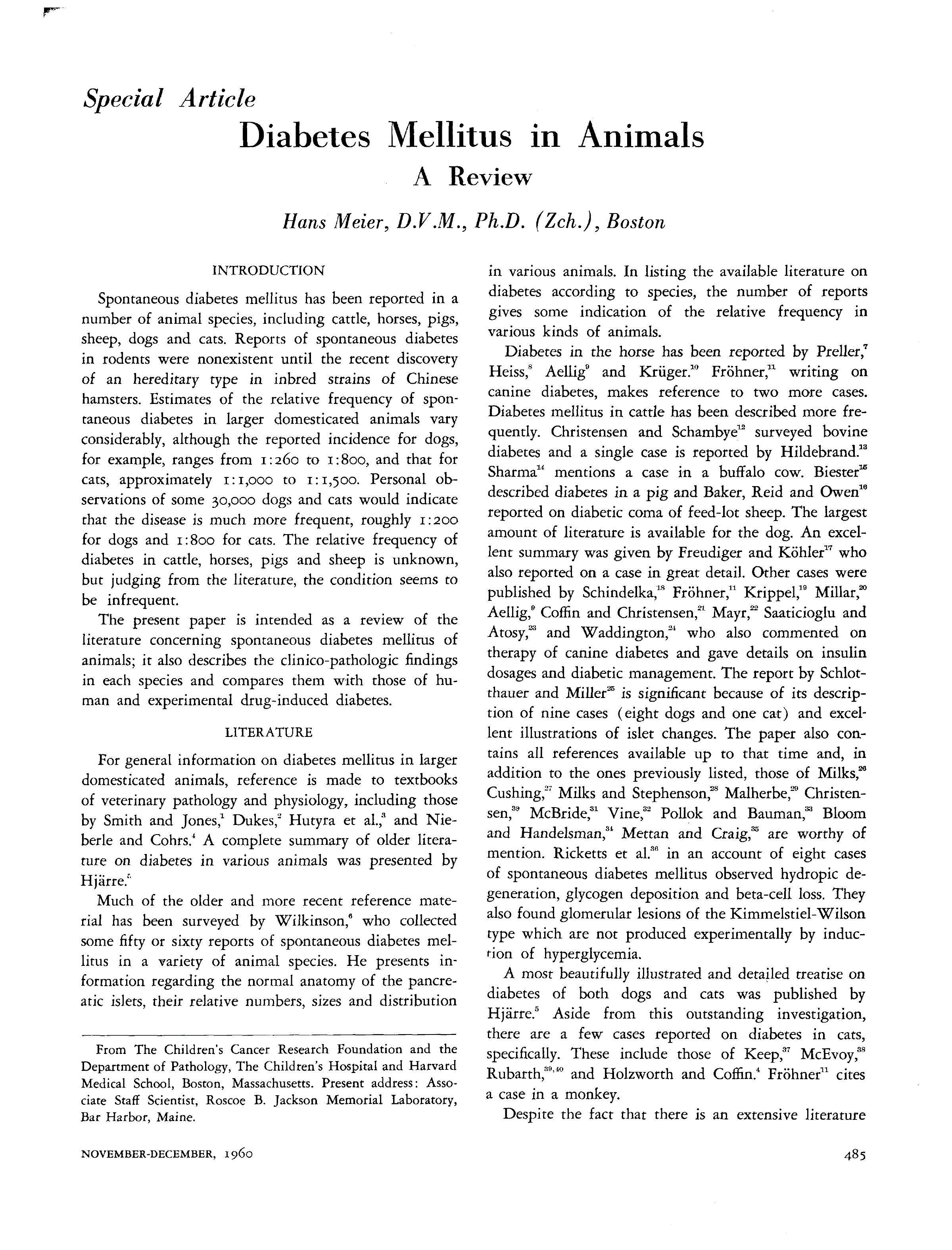 Diabetes Mellitus in Animals: A Review | Diabetes | American Diabetes ...
