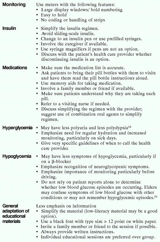 Diabetes Self-Management Education for Older Adults: General Principles ...